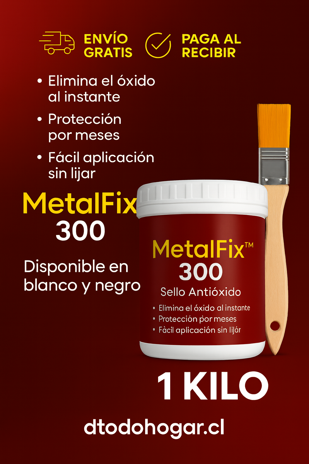 MetalFix 300™ Pintura Profesional Antioxido 1 kilo (Blanco y Negro) – DTodoHogar